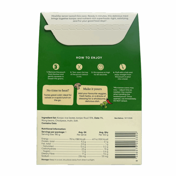Slendier Ready Meal Konjac Rice with Oats - Slendier